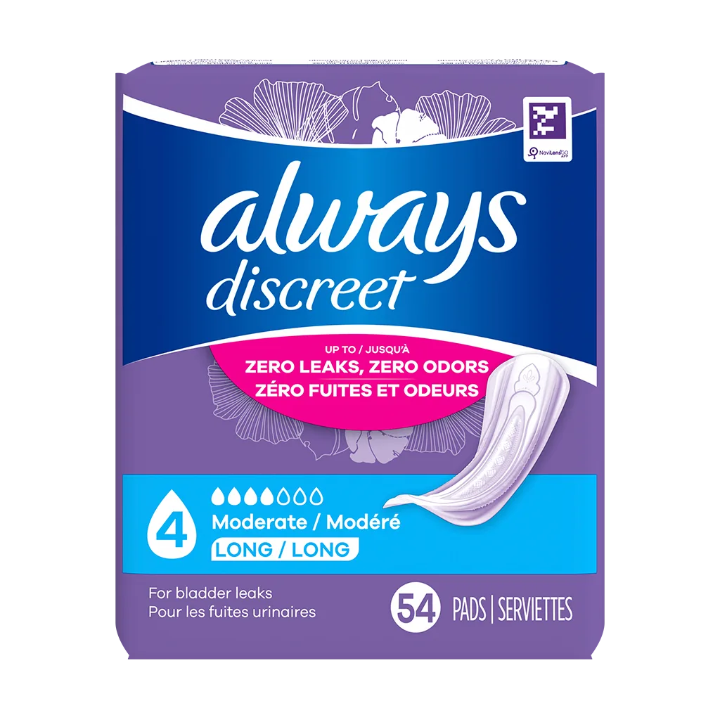 Buy Always Discreet Moderate Long Pads, 4 Drops – LL Medico